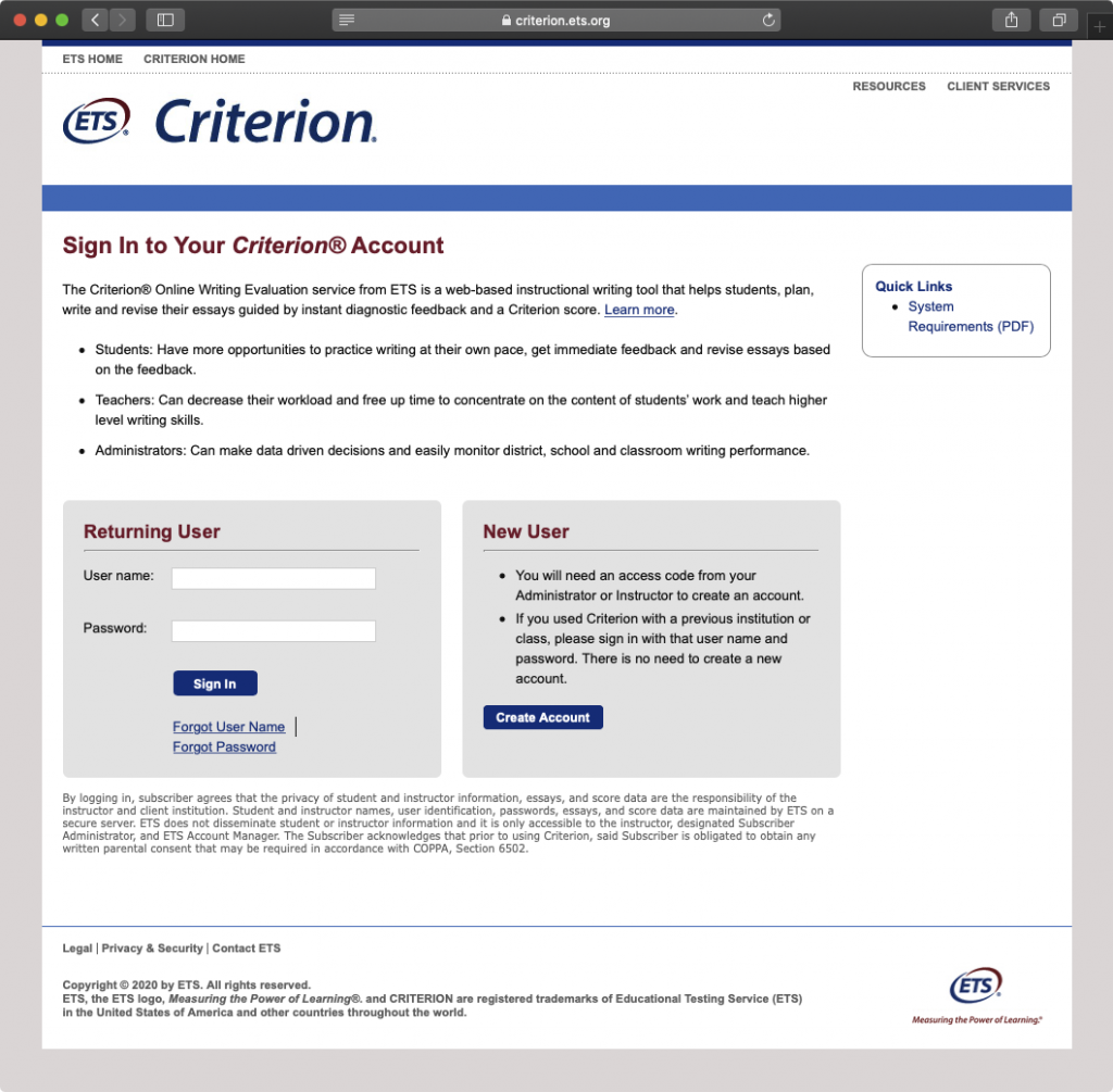 初回サインインの方法 – Criterion Support